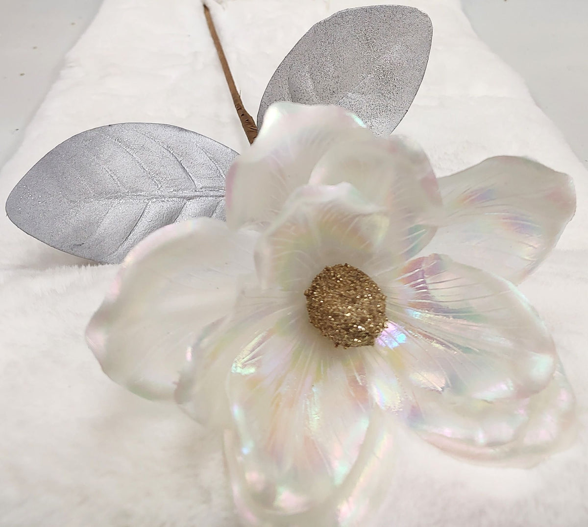 White Iridescent Flower Pick (Set of 3)| GlitzyMarket