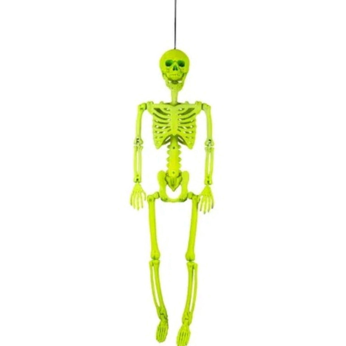 Neon Yellow Black Light Reactive Flocked Skeleton Hanging Decoration ...