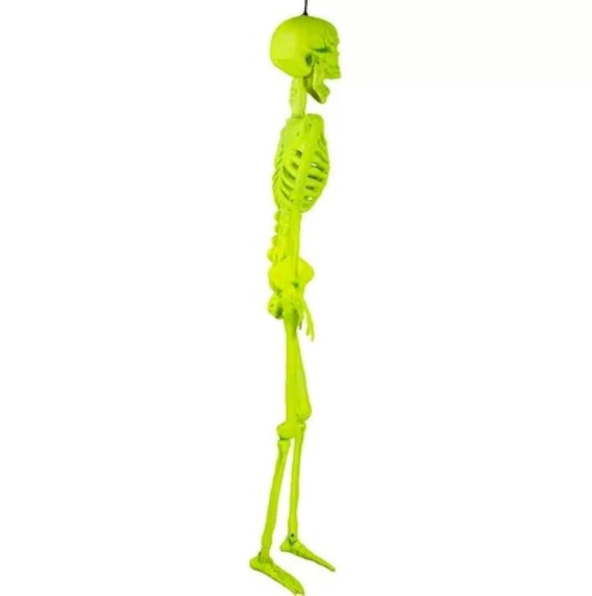 Neon Yellow Black Light Reactive Flocked Skeleton Hanging Decoration ...