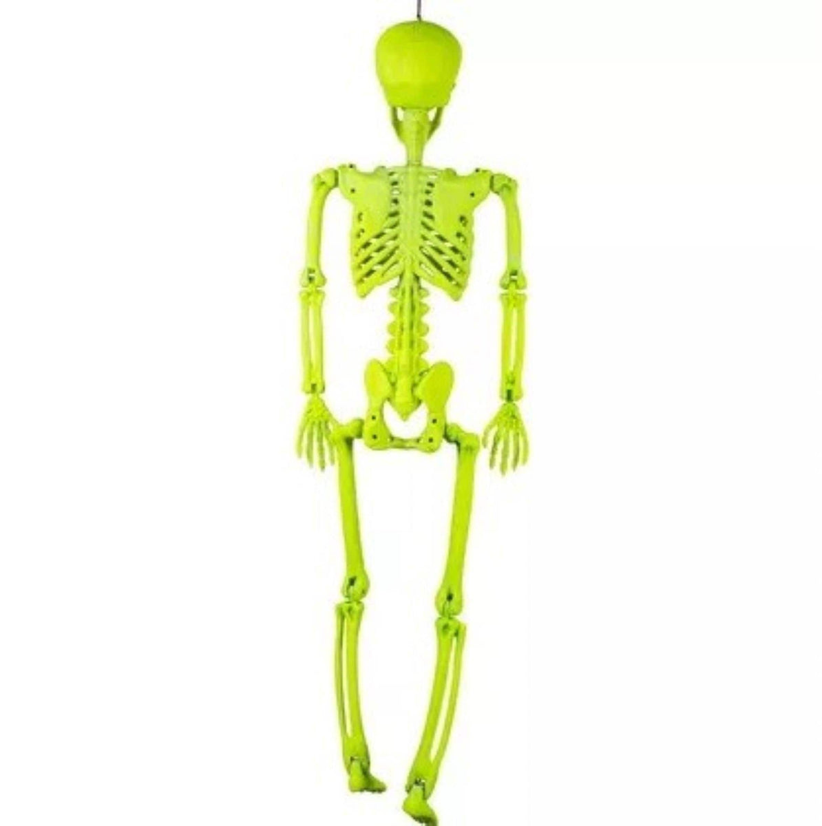 Neon Yellow Black Light Reactive Flocked Skeleton Hanging Decoration ...